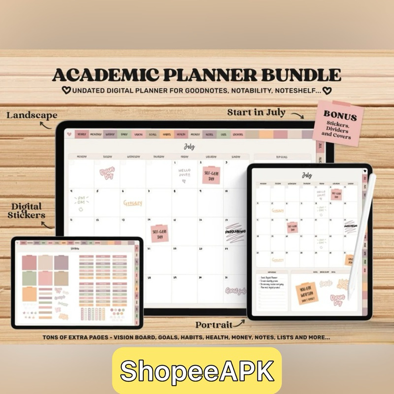 Academic Planner 2024-2025 | Mid-Year Digital Planner Bundle | Undated ...