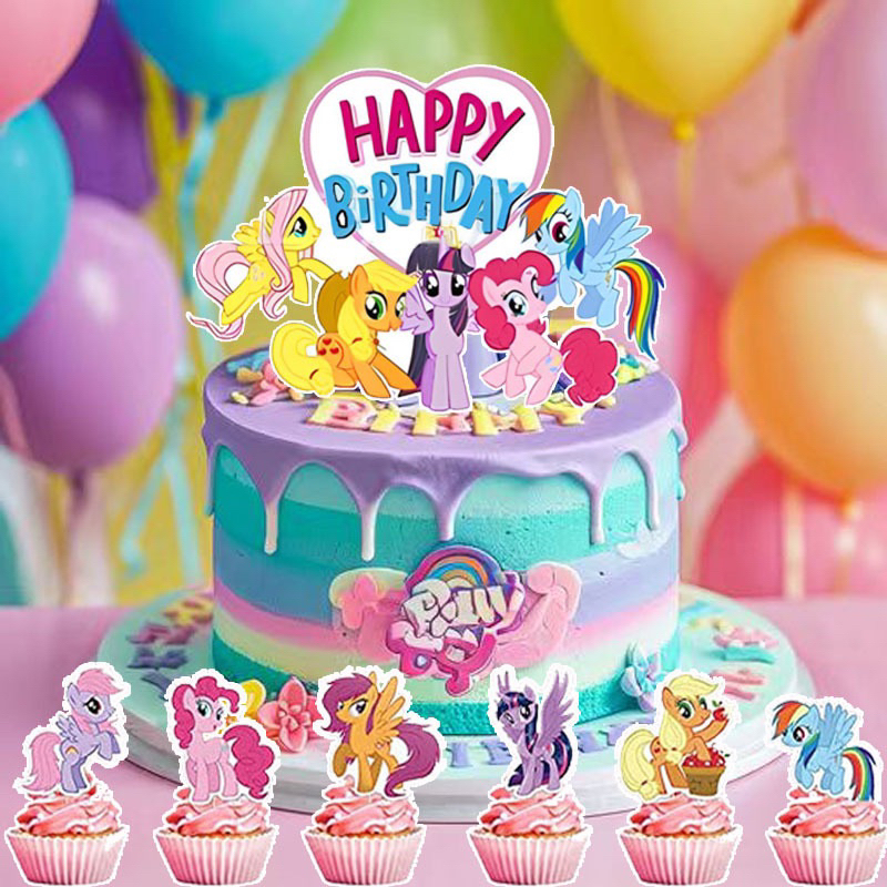 IMOCHI 小马宝莉纸卡蛋糕插件贴纸 pony cake topper decorations sticker | Shopee Malaysia
