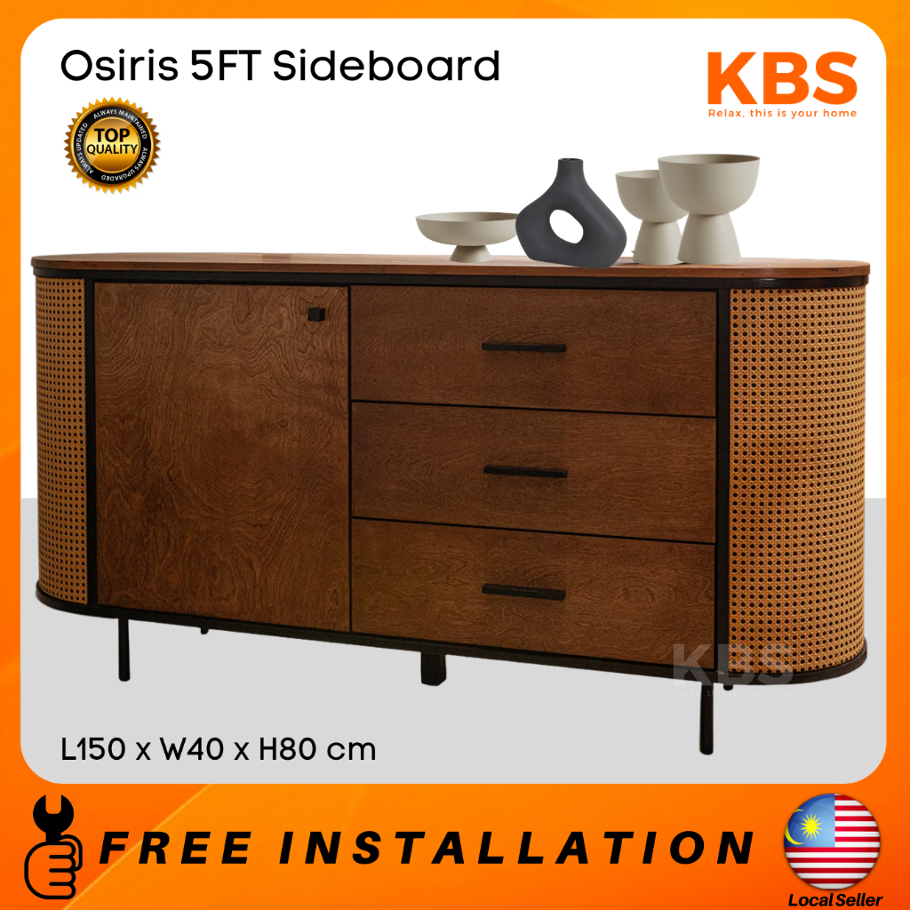 (FREE Installation + Shipping) KBS Osiris 5FT Sideboard / Rattan Panel ...