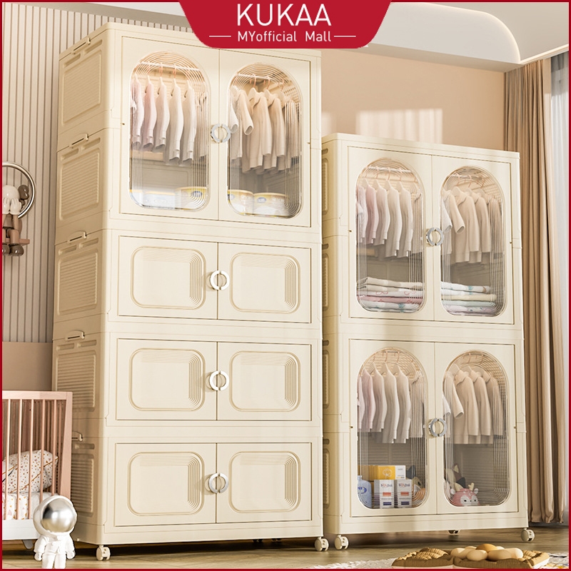 Kukaa [New] L80cm High-Quality Almari Baju With Wheels Large Capacity ...