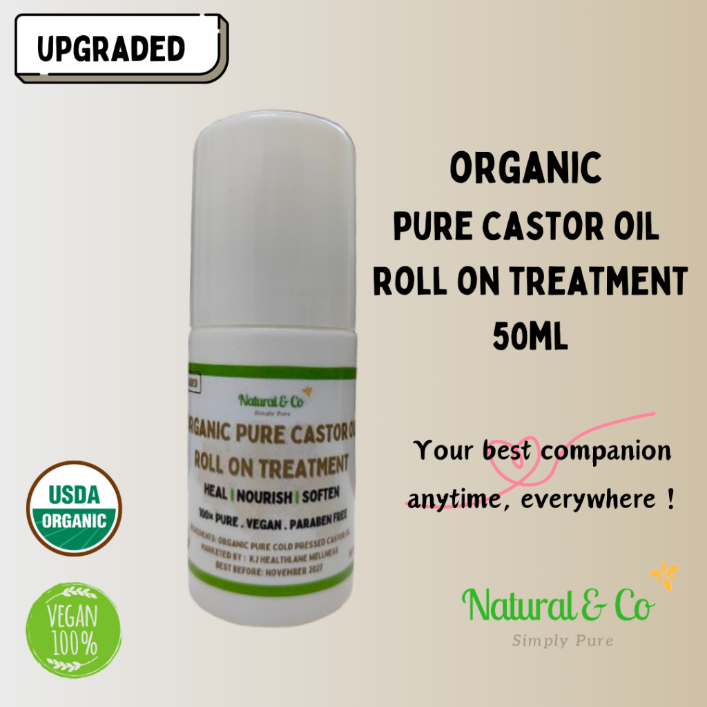 Natural & Co ORGANIC Pure Castor Oil Roll On Treatment. HEXANE FREE ...