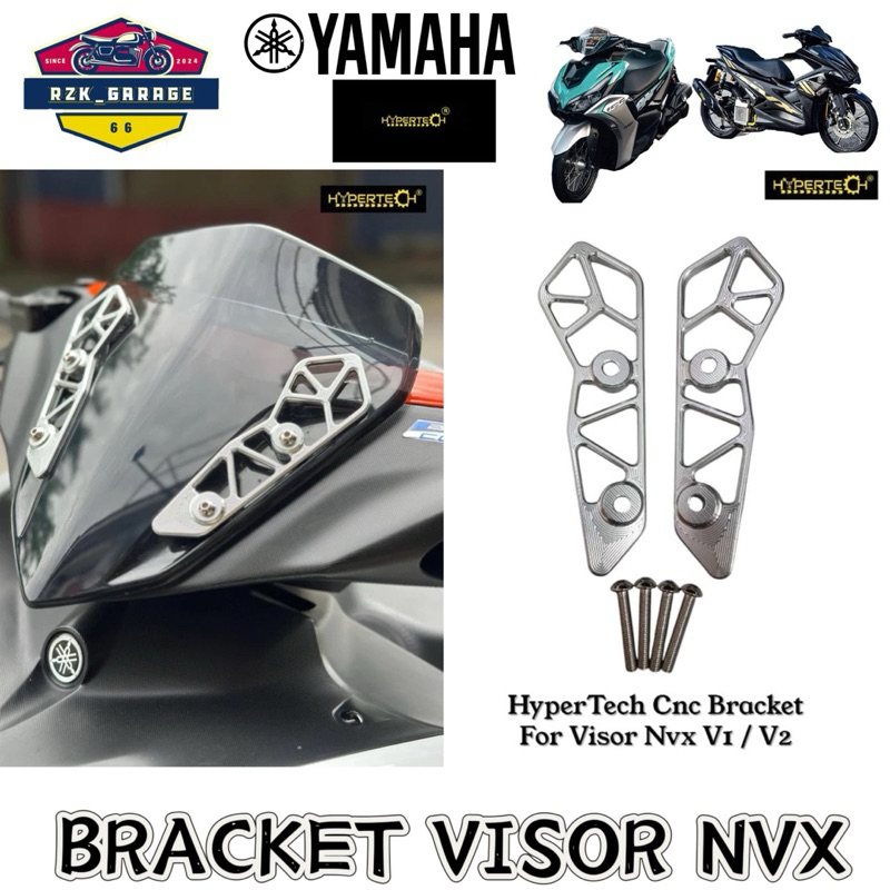 HYPERTECH CNC VISOR BRACKET FOR NVX V1 & NVX V2 SILVER WINDSHIELD ...