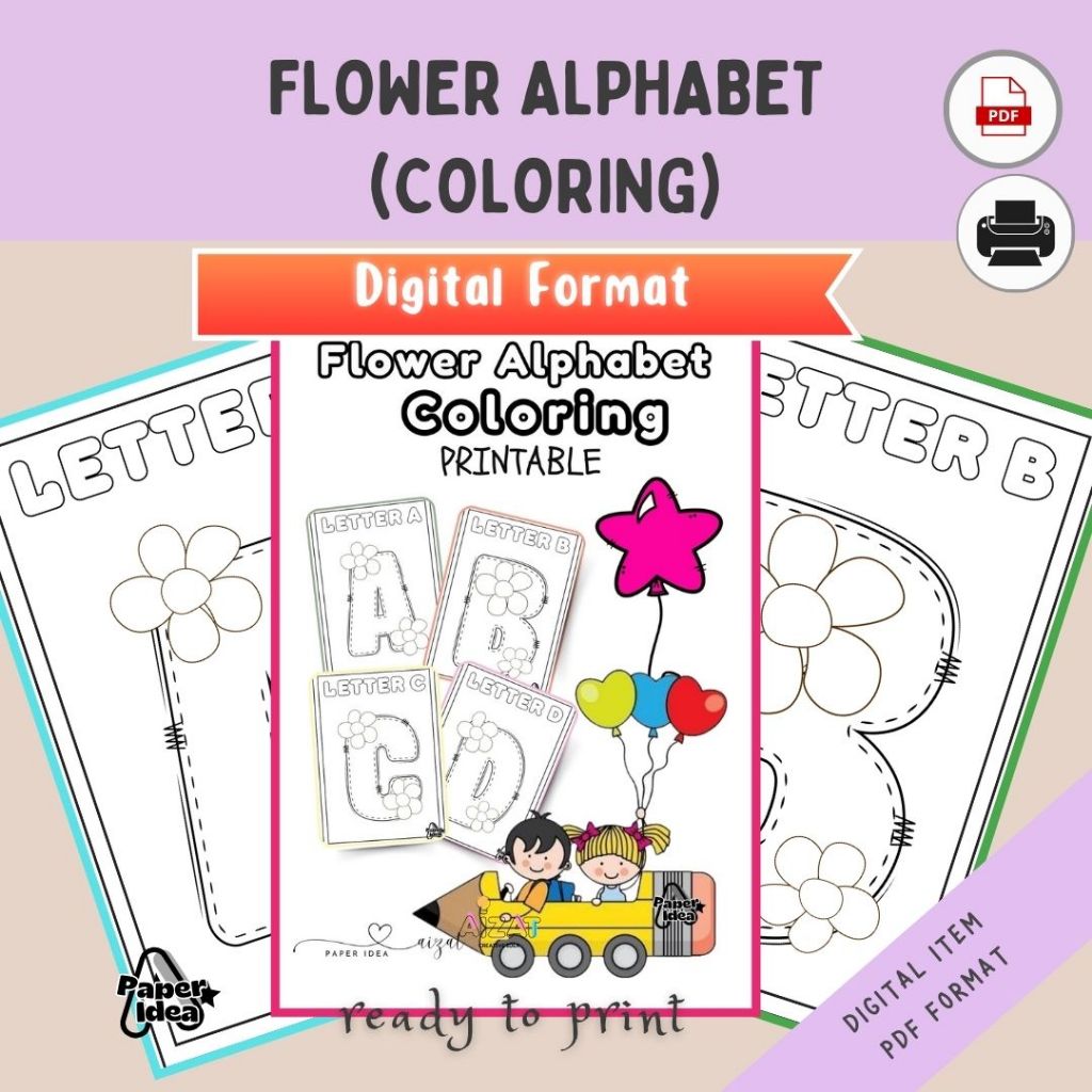Buku Mewarna ABC 26 Alphabets Coloring Book A-Z Letters Coloring ...