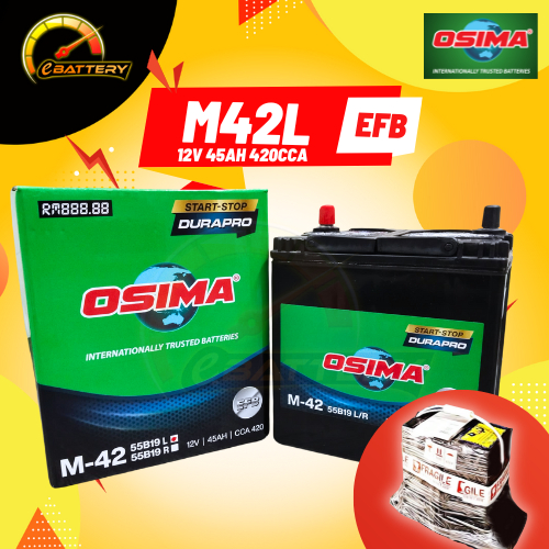 M42 M42L M42R EFB 65B20L OSIMA MF | Stop Start Car Battery for Perodua Myvi Bezza Ativa Proton ...