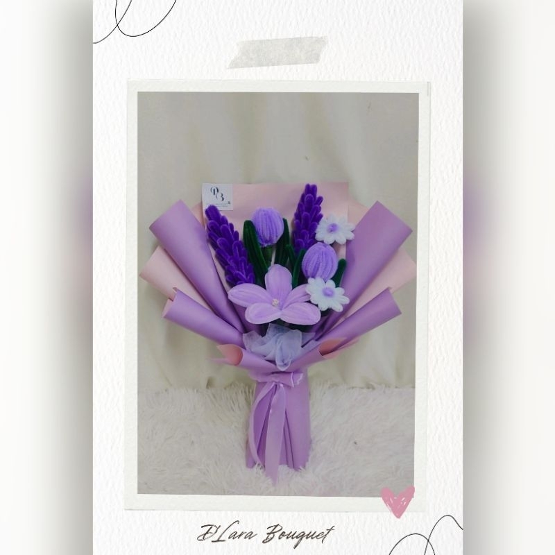 (M-02 PURPLE) Flower Bouquet Handmade/ Bunga Kawat Bulu/Bunga Dawai ...