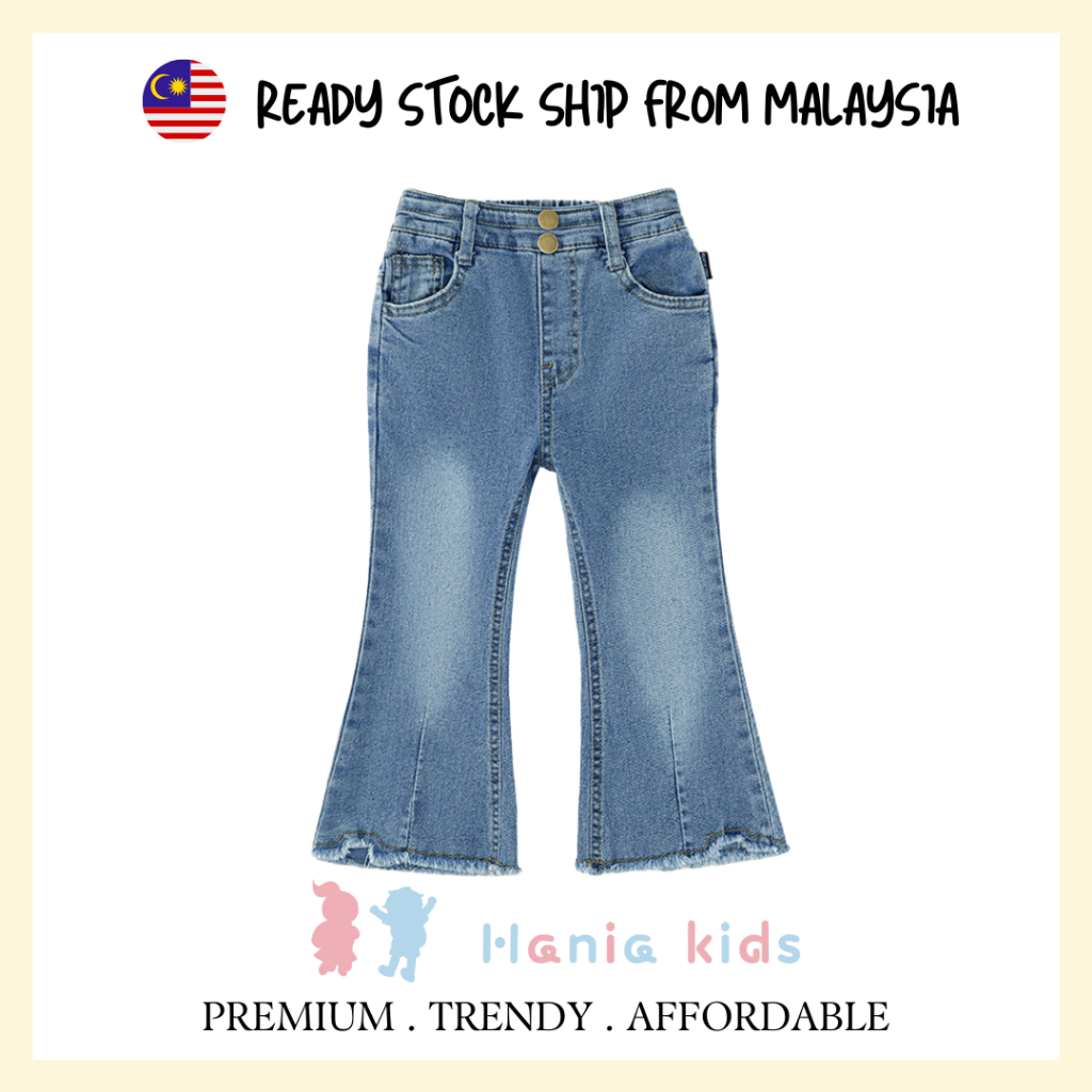 Hania Kids Denim Long Pants Jeans Boot Cut Design For Girls Casual 2-8 ...