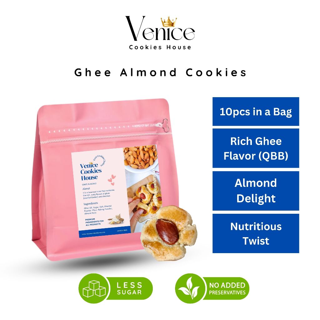 [GHEE OIL] Ghee Almond Cookies 10pcs | Shopee Malaysia