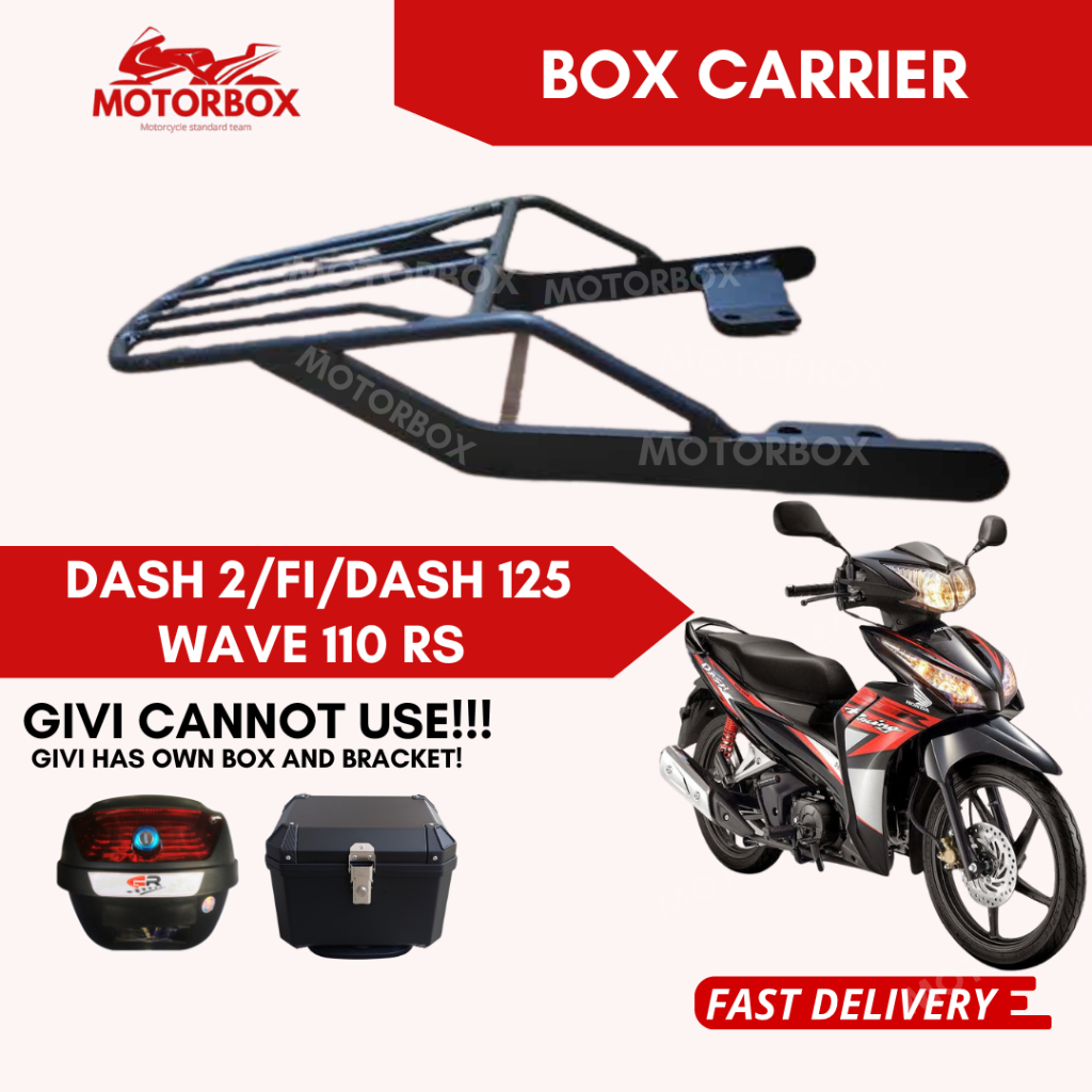DASH 2 FI DASH 125 REAR BOX MONORACK BOX CARRIER KAKI TABAK PVC KOTAK BESI BELAKANG DASH NEW ...