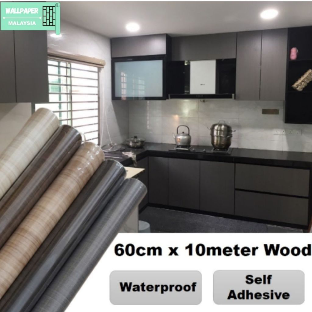 Wood Grain Sticker Wall paper Corak Kayu 木纹贴纸 Refinish Furniture ...