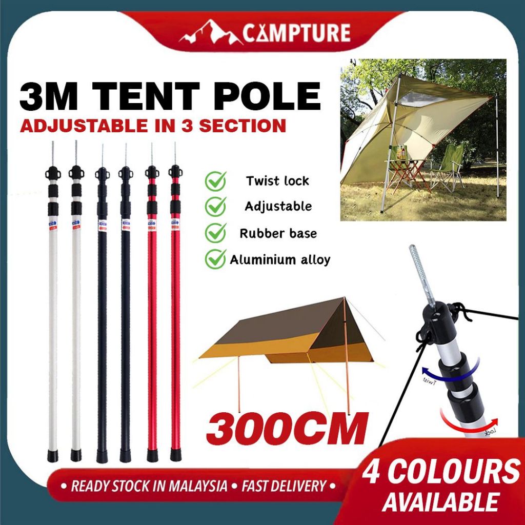 [NEW]Adjustable 3M Tent Pole Flysheet Extendable Tarp Pole Outdoor ...