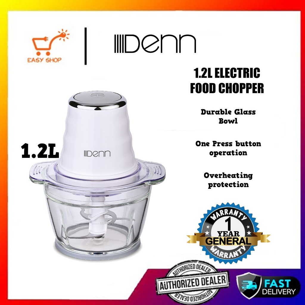 Denn 1.2L 400W FC-1240GY Electric Glass Food Chopper Meat/Chilli/Garlic ...