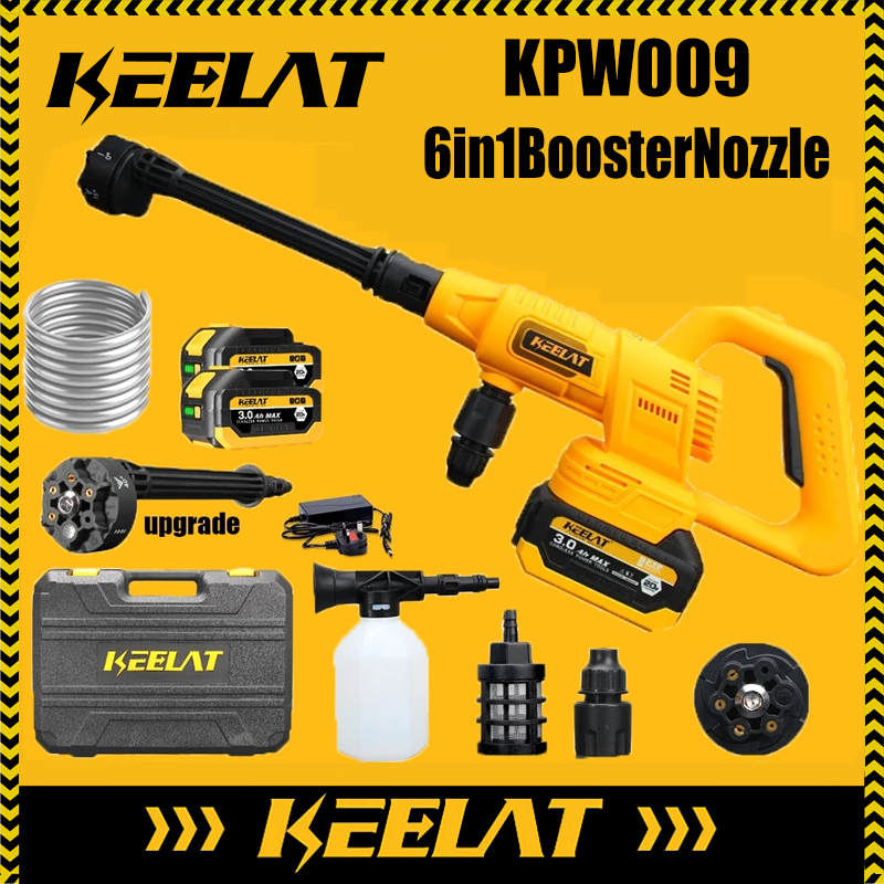 KEELAT Cordless Water Jet High Pressure Car Wash Gun Mesin Cuci Kereta ...