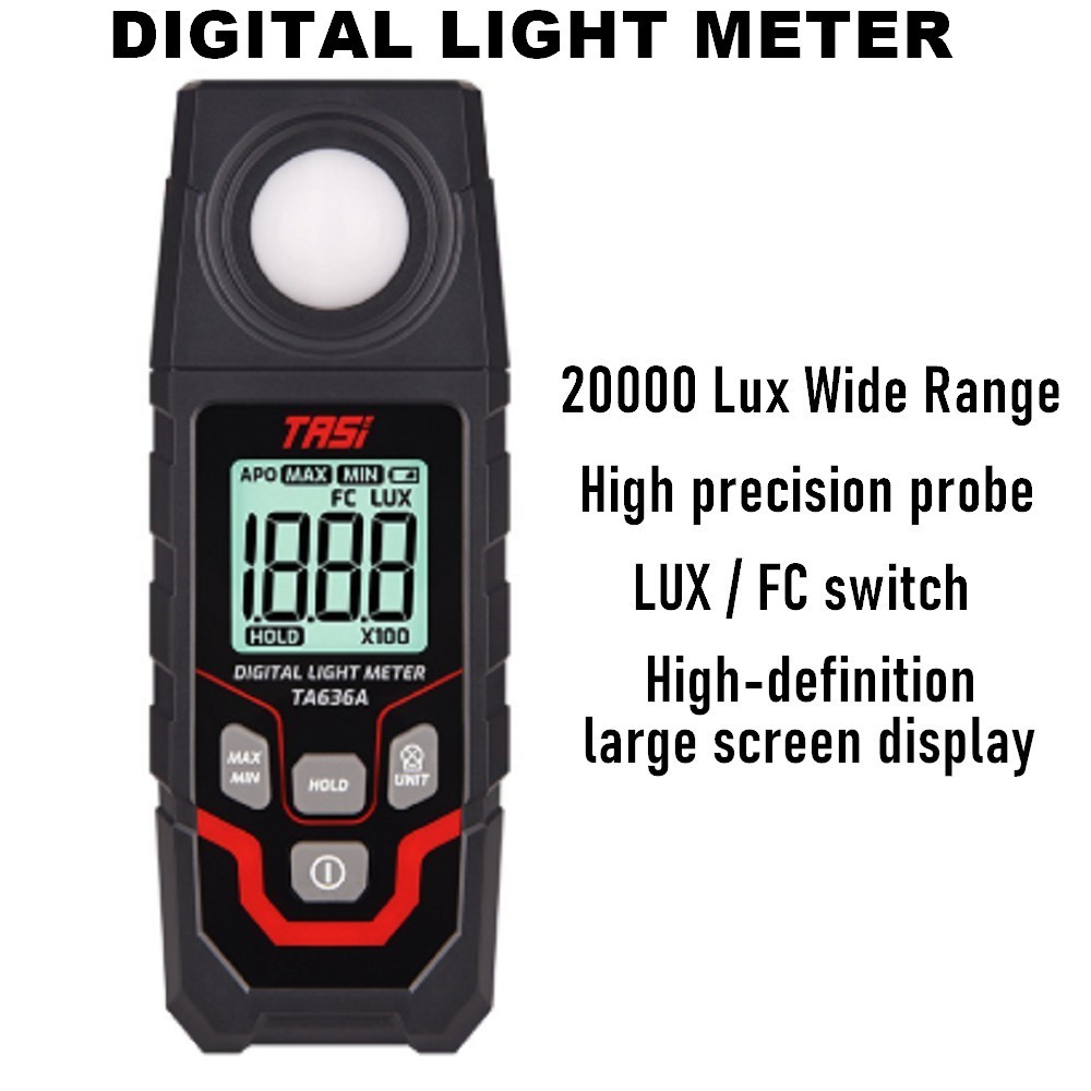 Digital Lux Meter LCD Display Handheld Luminometer Photometer Luxmeter Light Meter 0-200000 Lux ...