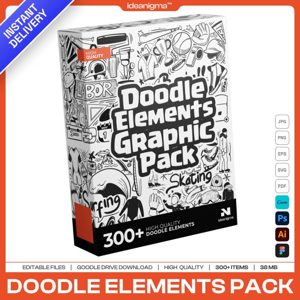 300+ Doodle Elements Graphic Pack 2025 | Graphic Design | Photoshop ...