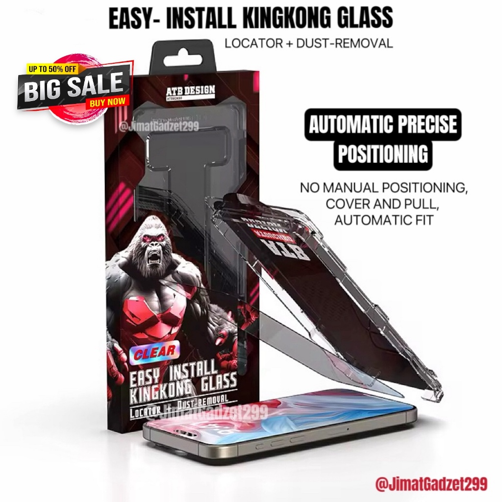 ATB King Kong iP Phone 11 12 13 14 15 16 Tempered Glass With Auto Align ...