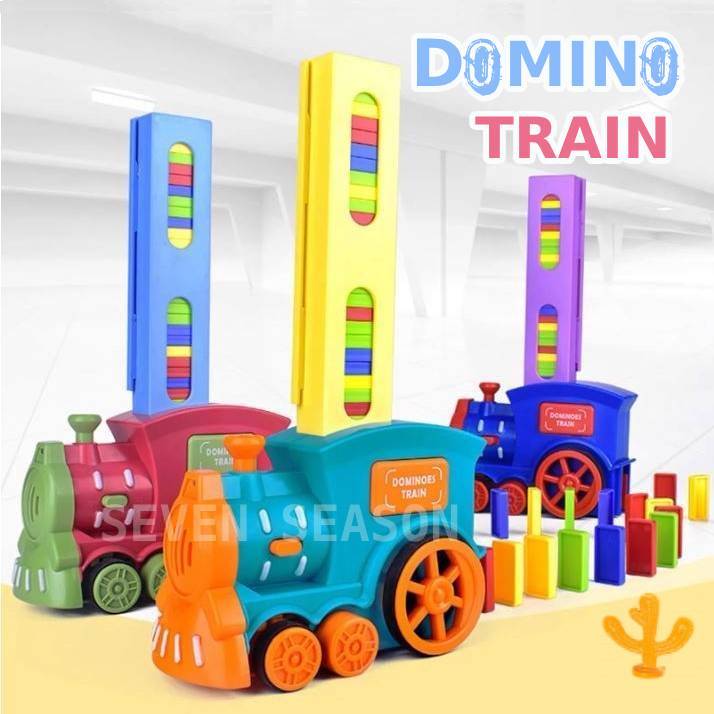 Domino Train Automatically Domino Block Play Train 60pcs Electric ...