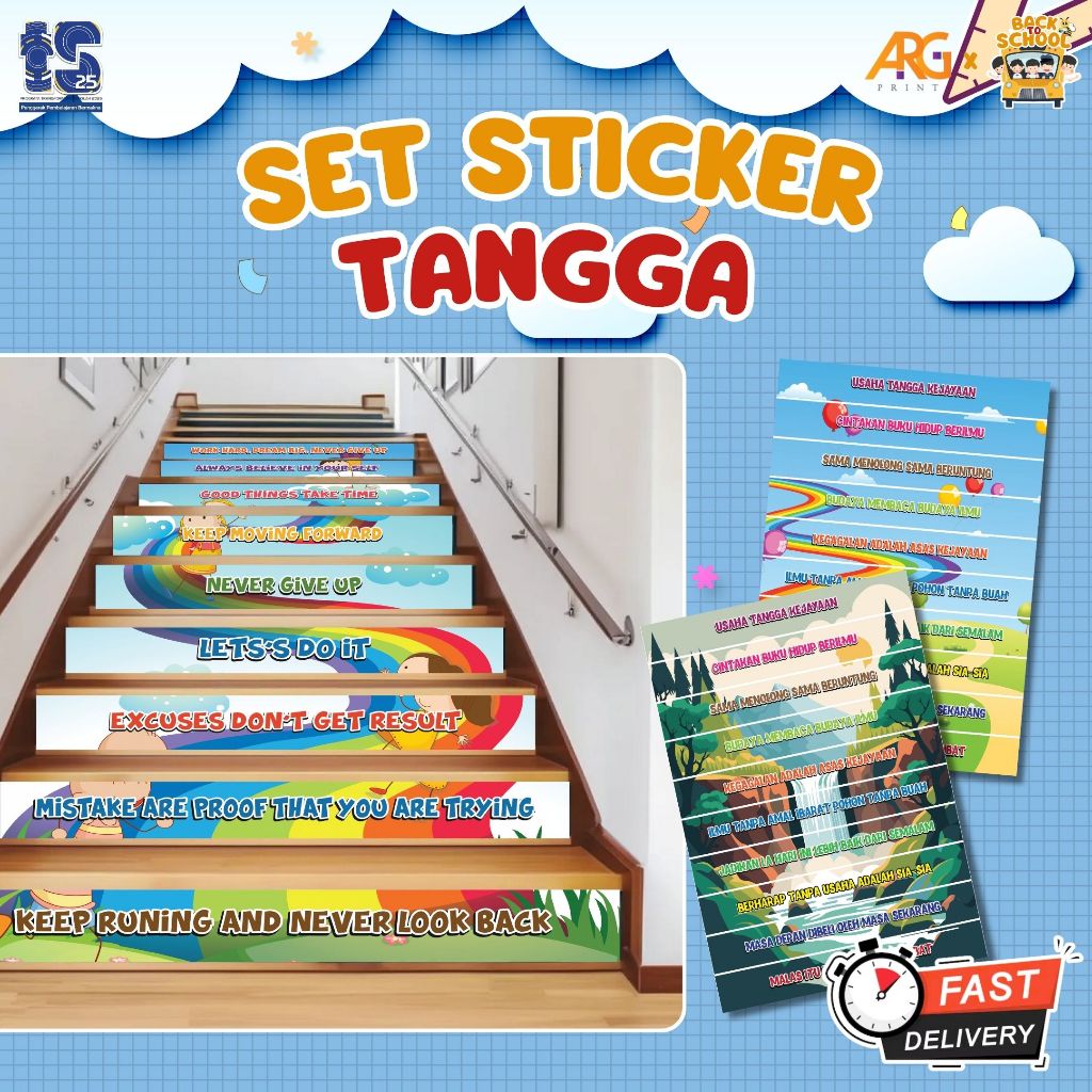 Sticker Hiasan Tangga Sekolah Set Keceriaan Kelas 2025 School ...
