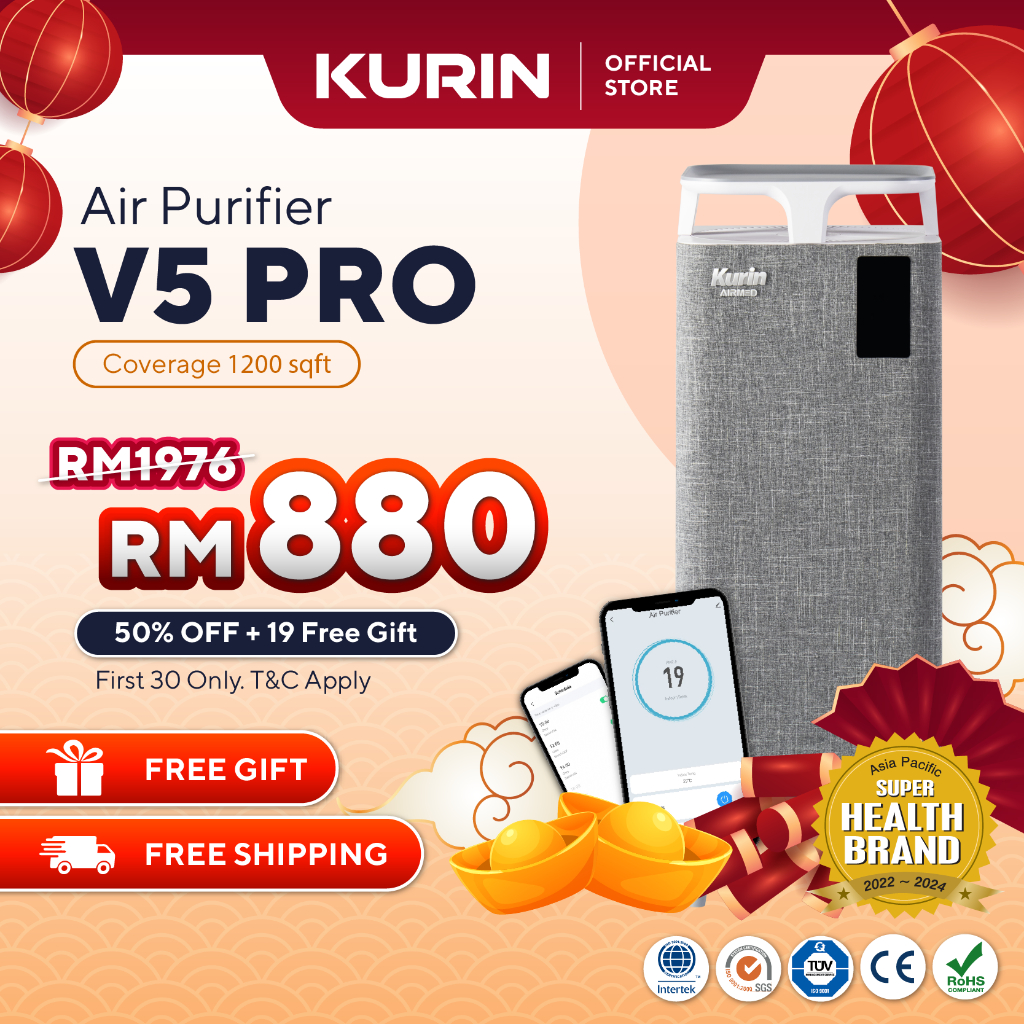 (OFFICIAL) Kurin Japan Air Purifier V5 PRO Pets Home Fresh Air Dust ...
