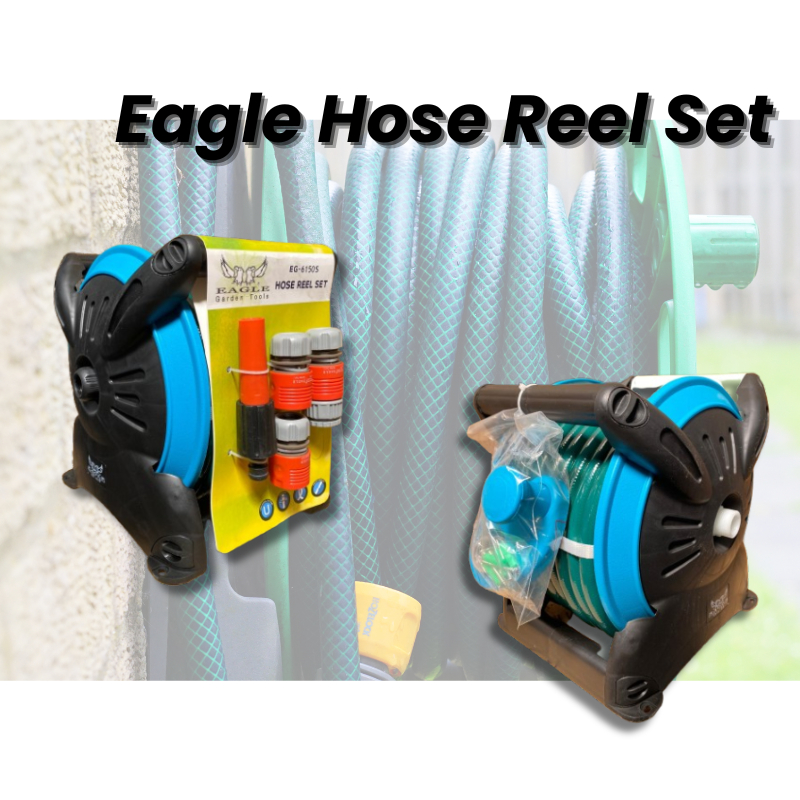 "EAGLE" Garden Hose Reel Set Portable & Wall Installation House ...