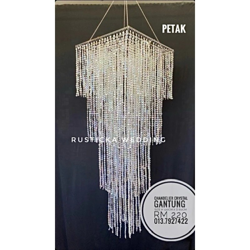 Design 6 Chandelier Crystal Gantung Manik / Hanging Crystal Wedding Lamp Home Decoration Lampu ...