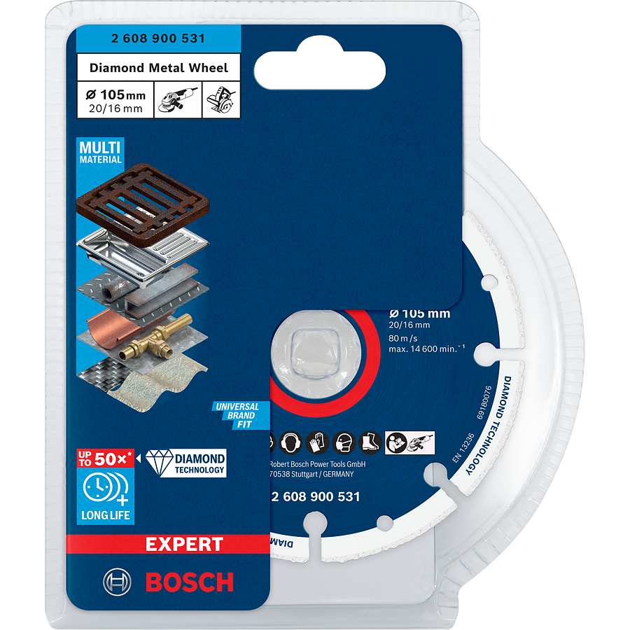 Bosch EXPERT Diamond Metal Wheel Cutting Disc 105 x 20/16 mm 2608900531 ...