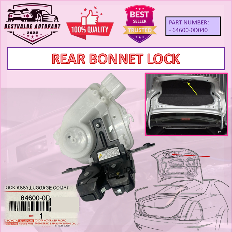 💫MALAYSIA READY STOCK💫TOYOTA VIOS NCP151 NSP151 YARIS LOCK BONNET REAR ...