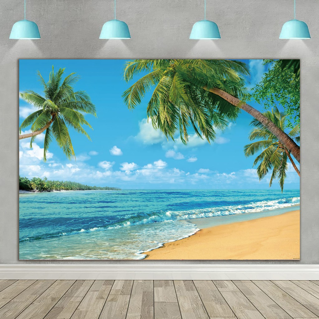 Beach Backdrops Summer Tropical sunset hawaii palm tree Background ...