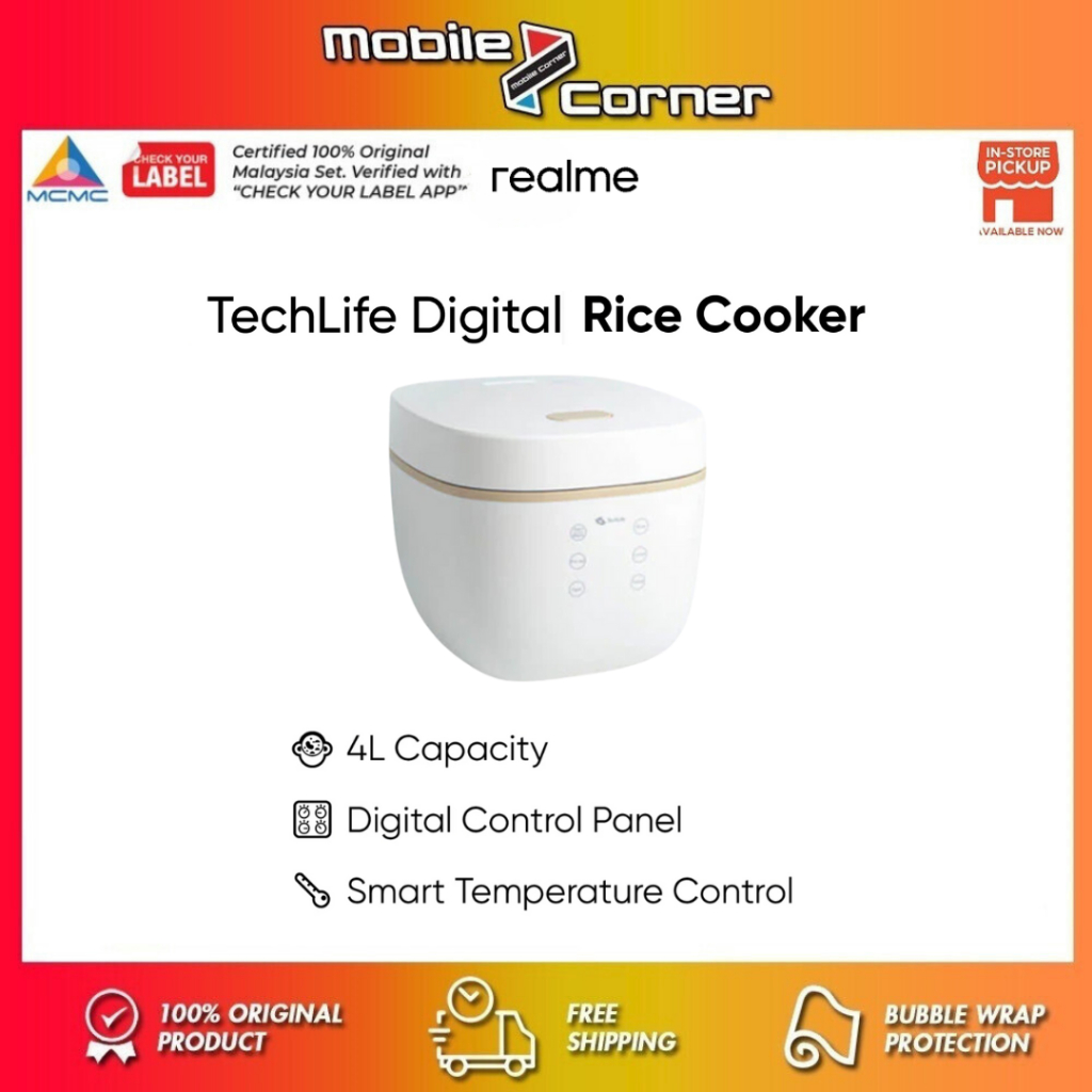 REALME TechLife 4L Digital Rice Cooker (TLRC002) | 4L Capacity | With ...