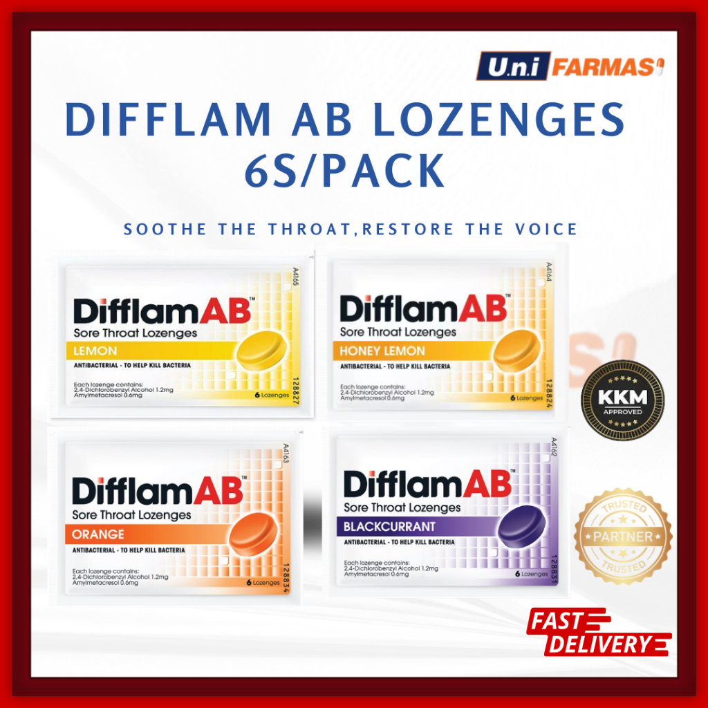 DIFFLAM AB SORE THROAT LOZENGES 6S/PACK | Shopee Malaysia
