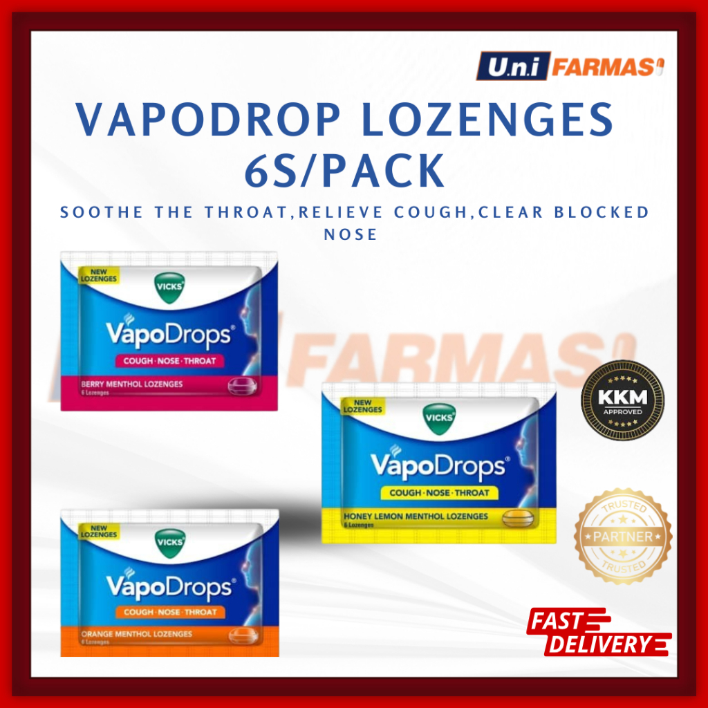 VICKS VAPODROP LOZENGES 6S/PACK[LEGAKAN SAKIT TEKAK,BATUK,HIDUNG ...