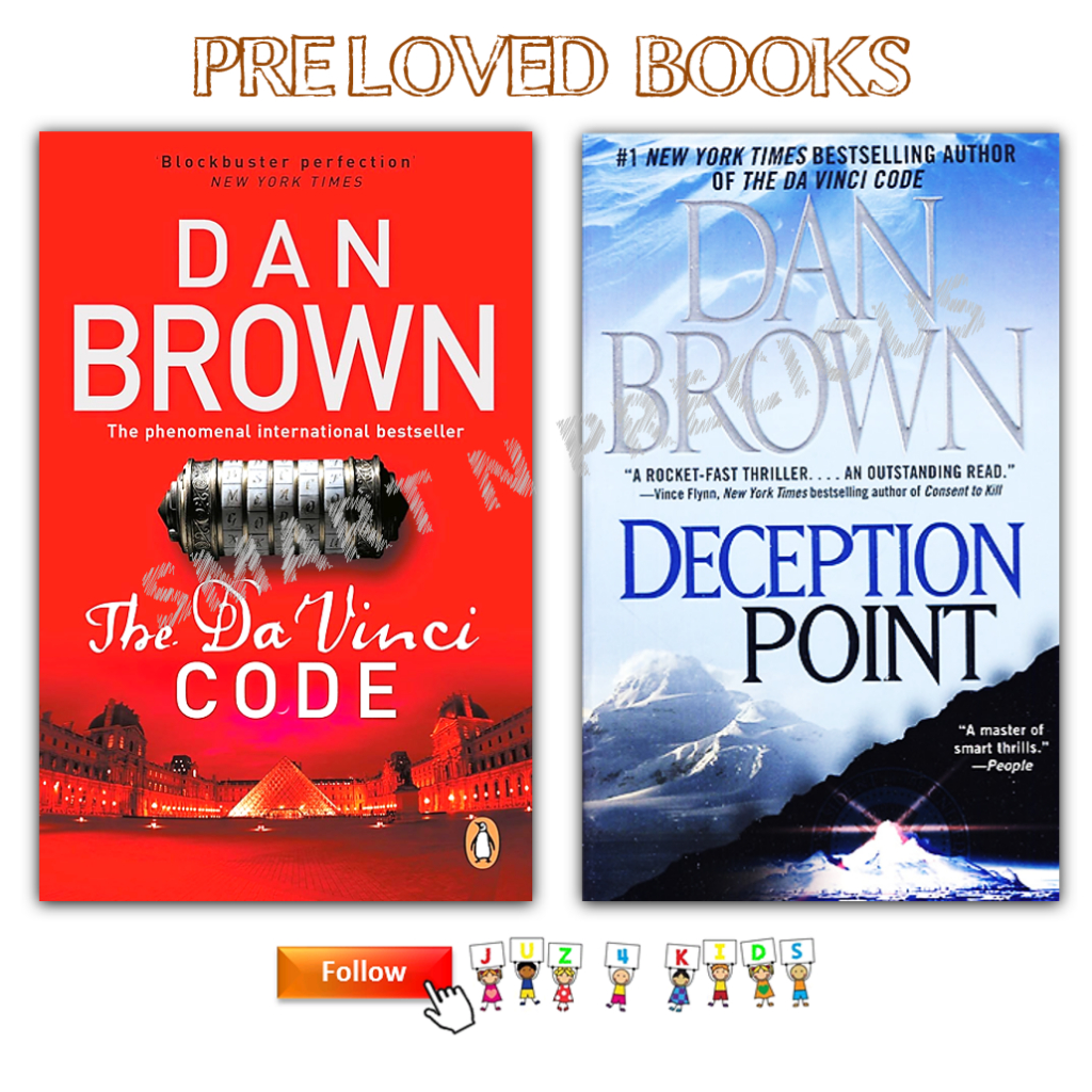 Preloved Dan Brown Books Storybook Deception Point Da Vinci Code Angels and Demons English Novel ...