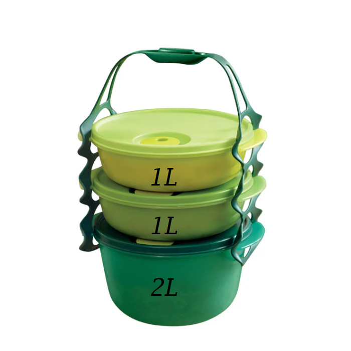 Tupperware Carry All Bowl Set Green Lunch set | Shopee Malaysia
