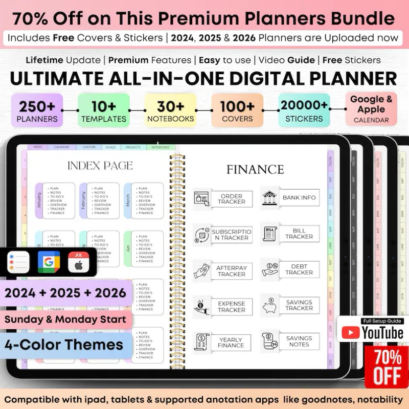 Digital Planner 2024-2026 - All-in-One Journal, Weekly & Daily Layout ...