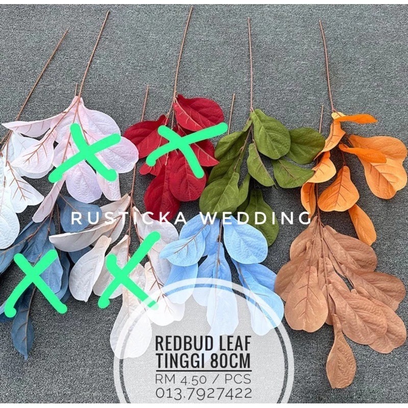 9 LEAVES) REDBUD LEAVES Artificial Plant Leaves Green Leaf Daun Hiasan ...