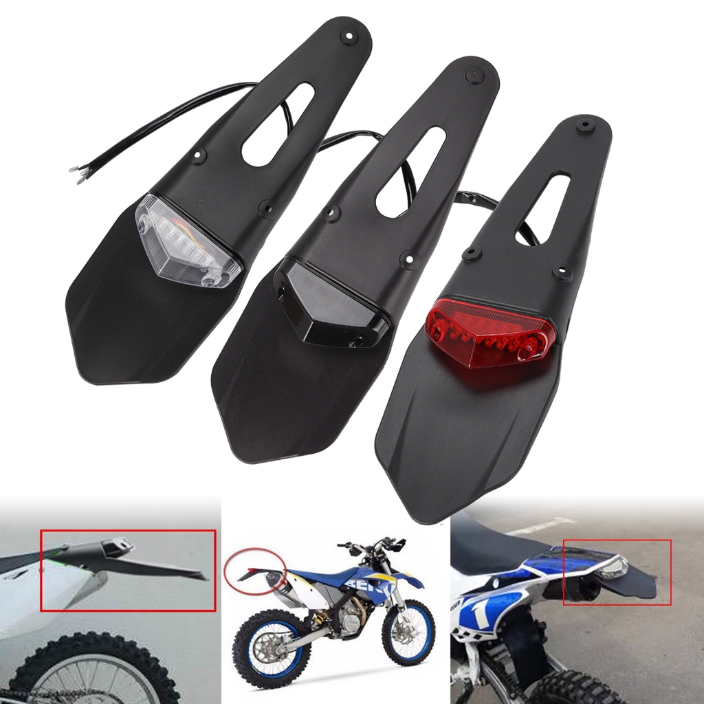 RACING Rear Fender Mudguard Lamp LED Brake Red Tail Light License Plate ...