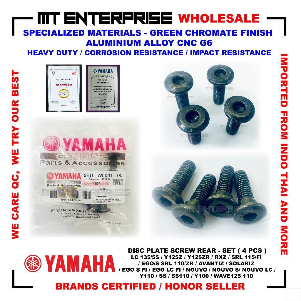 Yamaha Ori Rear Disc Plate Screw - SET 4 PCS LC 135/5S / Y125Z / Y125ZR ...