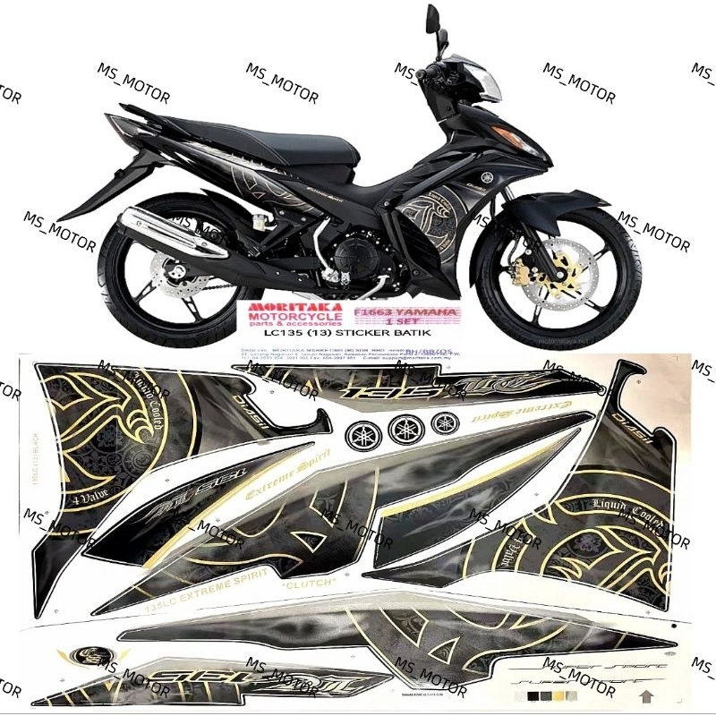 LC135 V2 V3 MORITAKA STICKER BODY COVER STRIPE COVER SET (13) HITAM ...