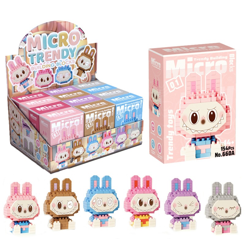 DIY NANO Cartoon Labubu Micro Building Bricks Block Assembly Kids ...