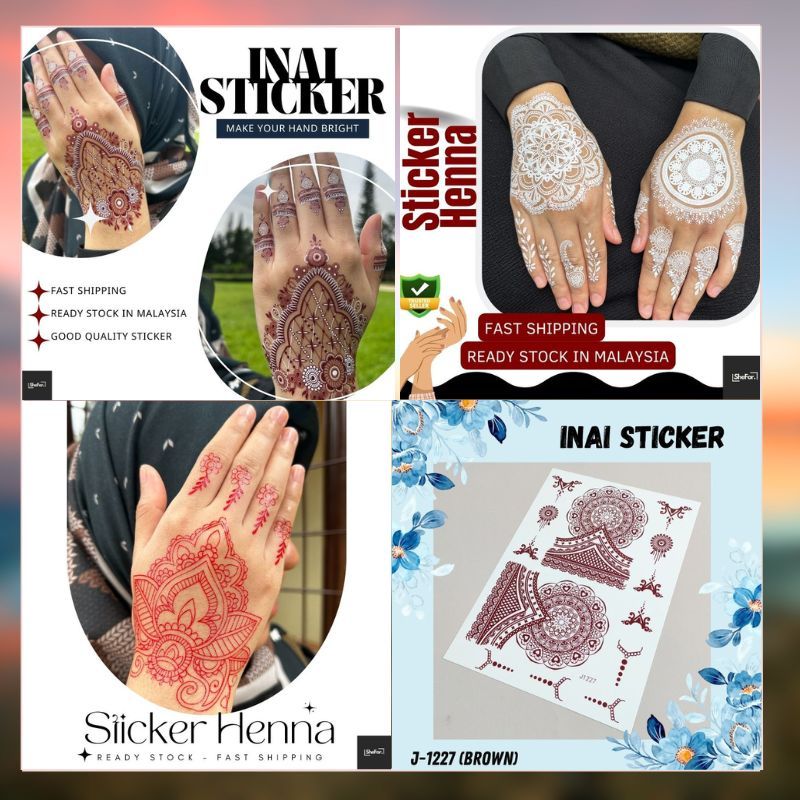 Inai Stickers For Wedding/Tunang/Nikah/Kawin/ Senang Pakai/Stickers ...