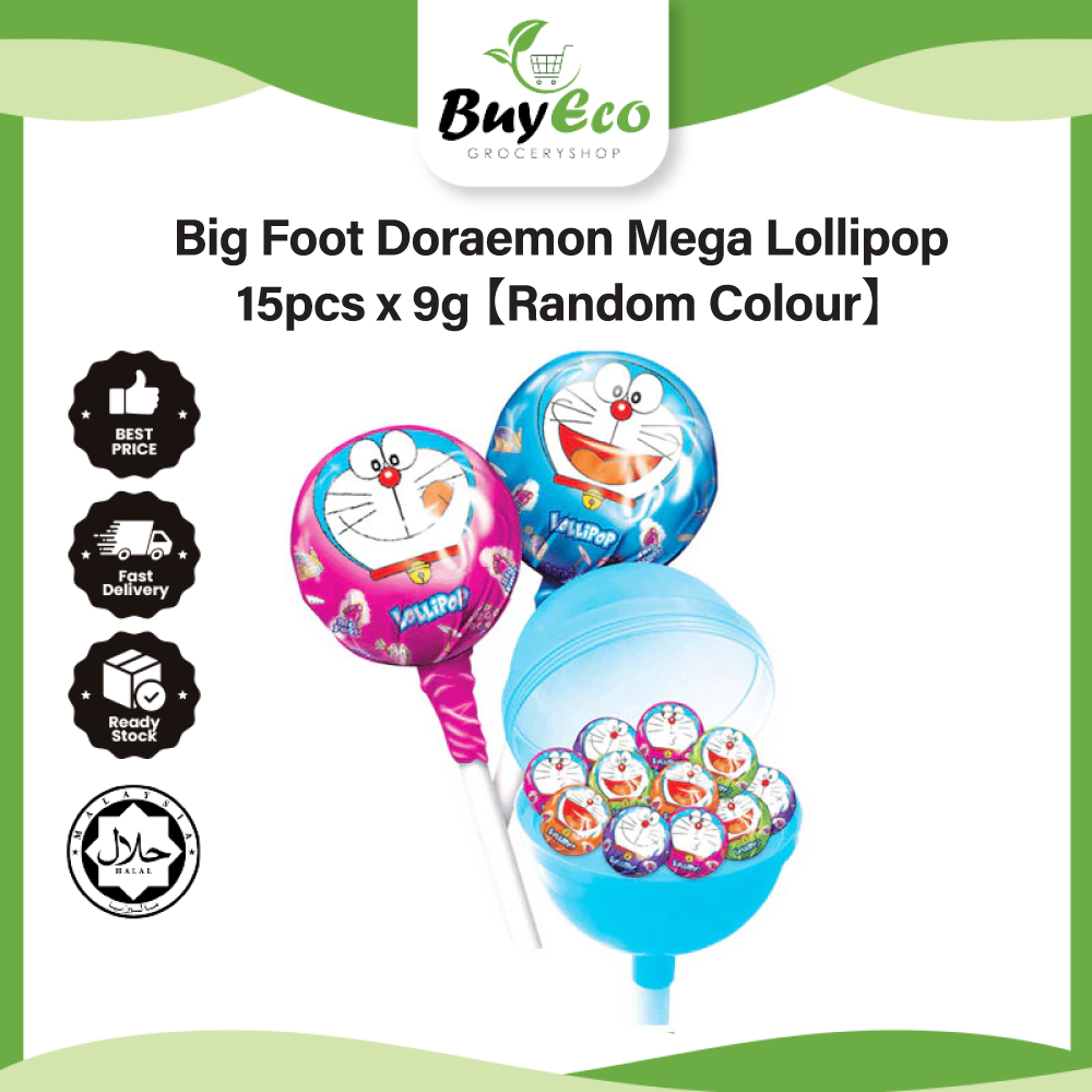 Big Foot Doraemon Mega Lollipop 15x9g 【Random Colour】 | Shopee Malaysia