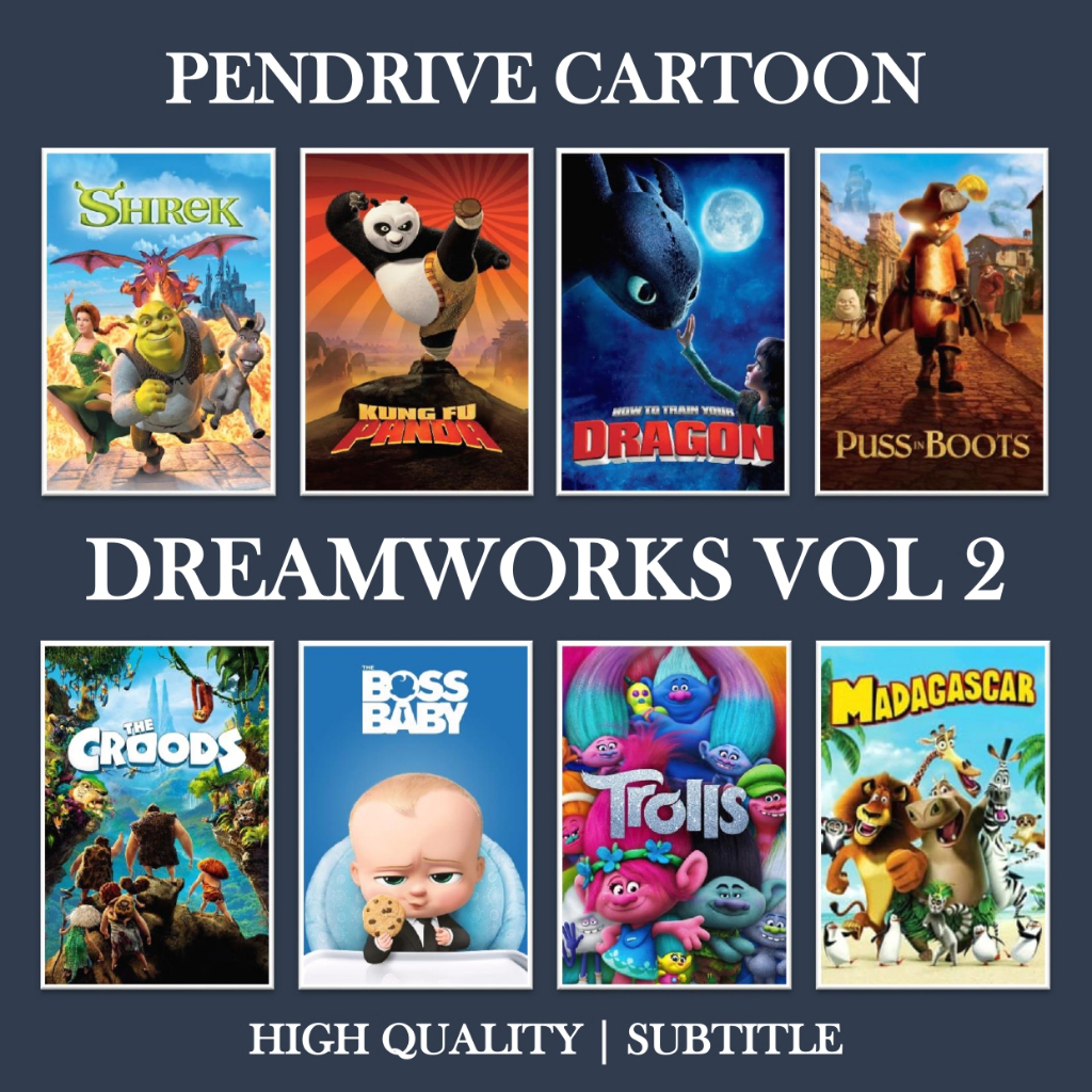 Pendrive Kartun Kanak Kanak - DreamWorks Vol 2 Cartoon - 32GB - 64GB ...