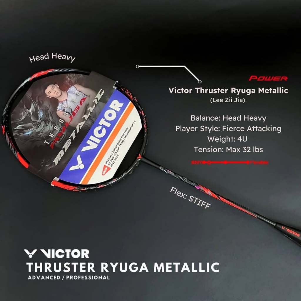 VICTOR THRUSTER RYUGA METALLIC (4U/G5) Badminton Racket Original 100% ...