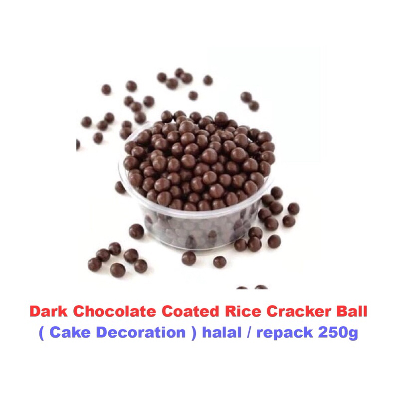 Dark Chocolate Coated Rice Cracker Ball (Cake Decoration) halal repack ...