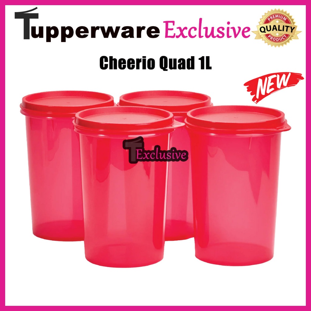 Tupperware Brands Cheerio Quad 1L New Color AirTight Food Container Multigrain Storage Bekas ...