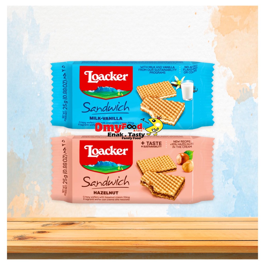25g Loacker Sandwich Crispy Wafers[Hazelnut / Milk Vanilla][OmyFood ...