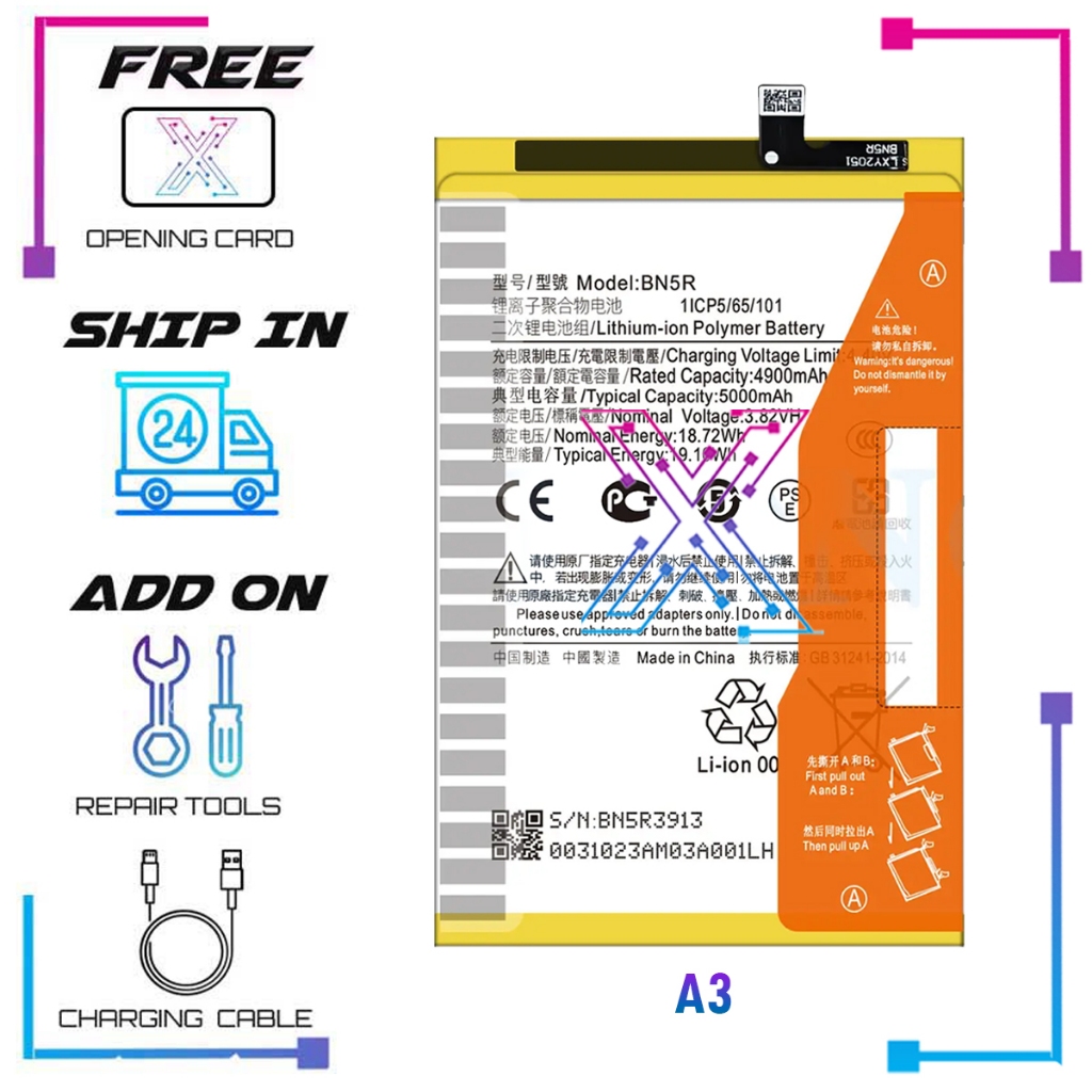 Battery BN5R Compatible For Redmi A3 (5000 mAh) | Shopee Malaysia