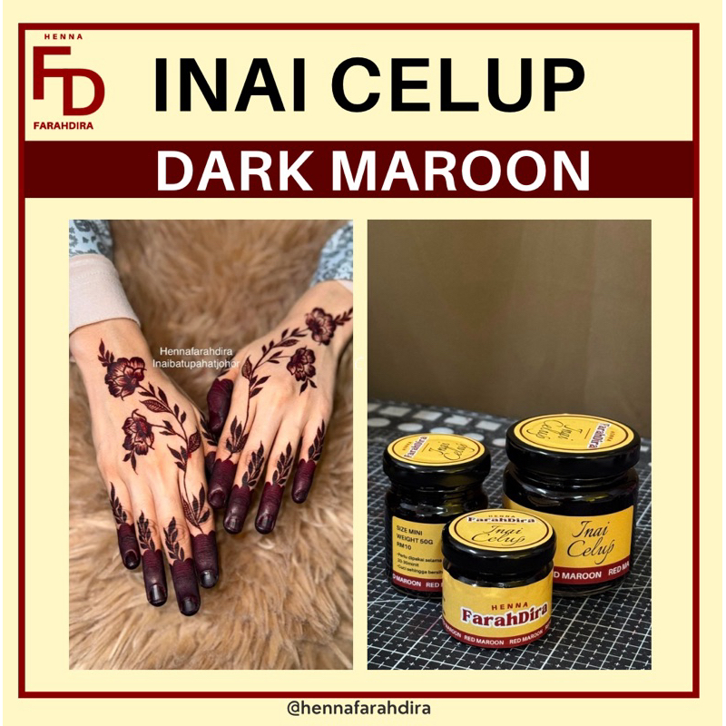 🚀SHIP IN 24 HOURS🚀 Inai celup darkmaroon redmaroon/warna cantik/warna ...