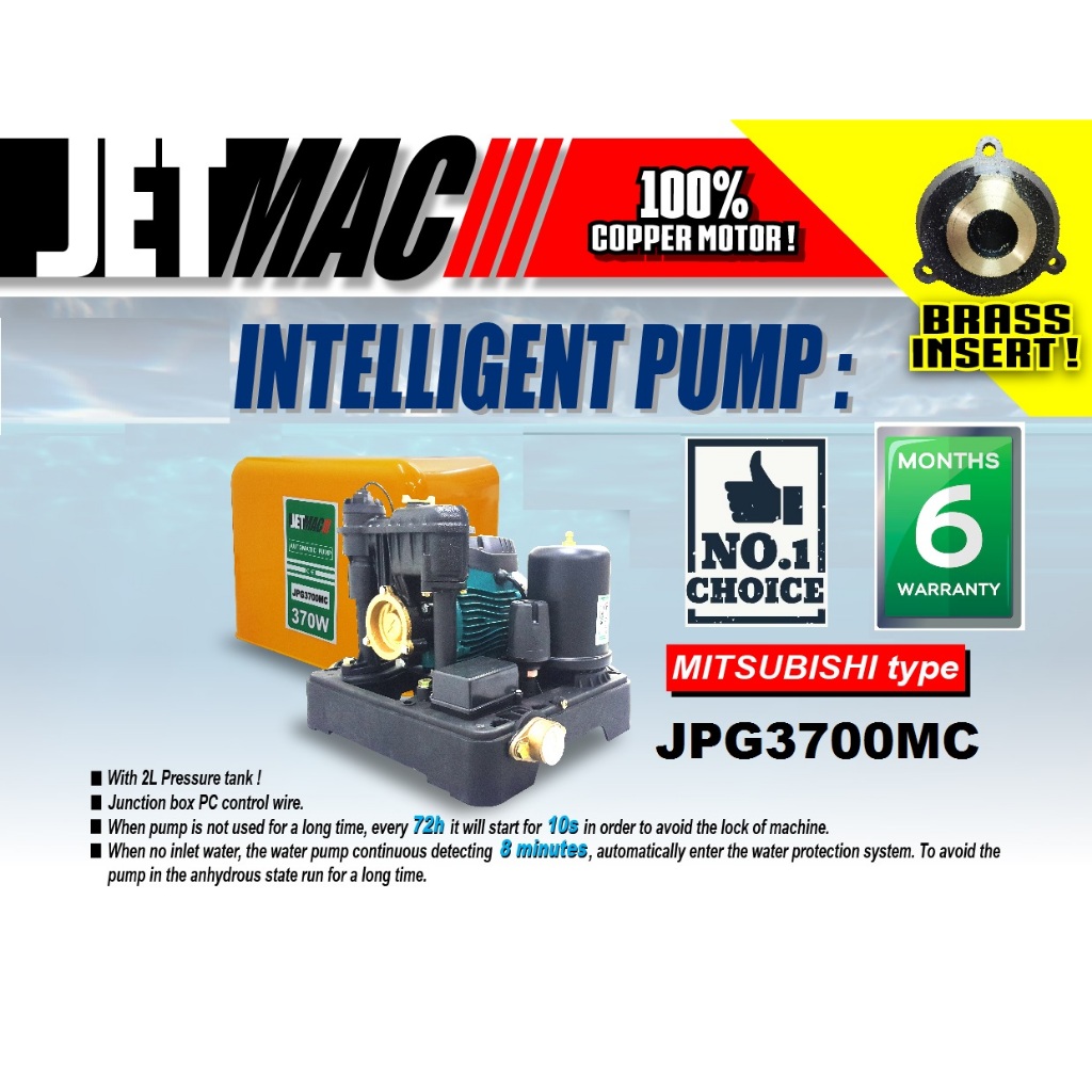 Jetmac JPG 370W / 0.50Hp Auto Constant Pressure Pump (Mitsubishi Type ...