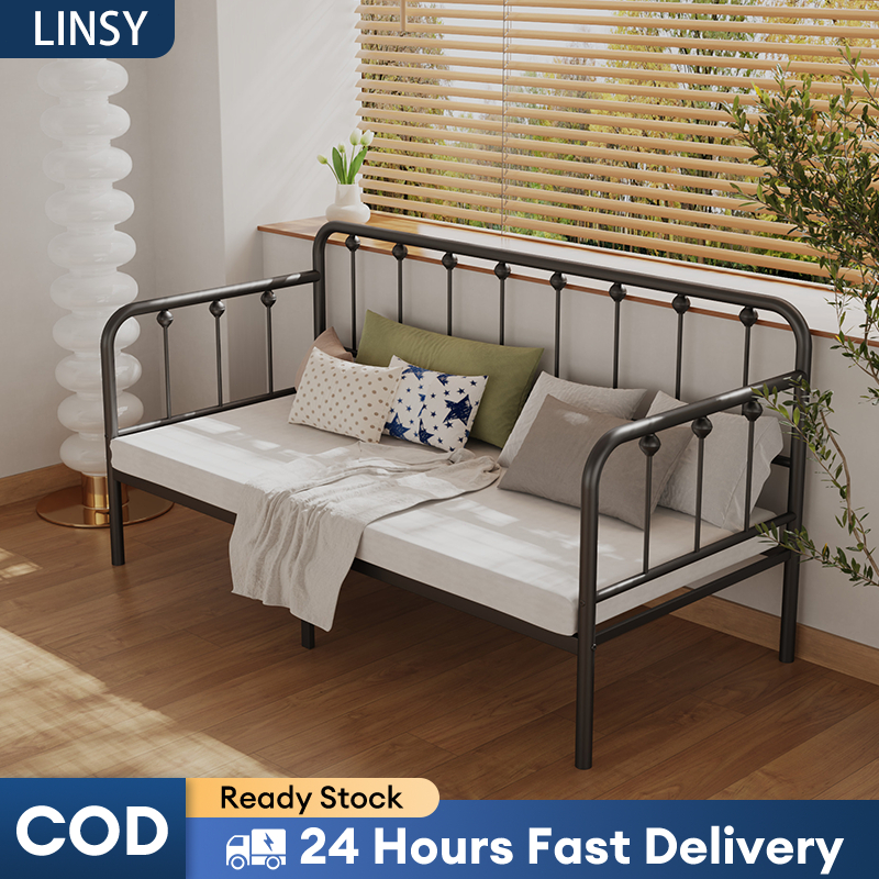 6FT Iron Sofa Bed Single Metal Bed Frame Queen Bed Daybed Katil Bujang ...