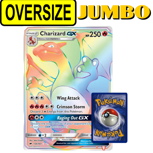 oversized jumbo charizard gx rainbow rare Silver tier pokemon card game ...